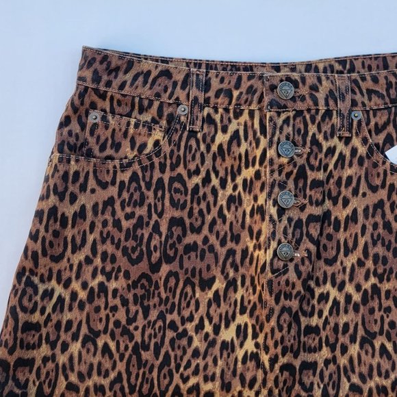 Guess | Skirts | Guess Leopard Print Denim Mini Skirt | Poshmark